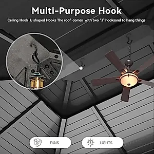 Aoxun 12' X 20' Hardtop Gazebo, Galvanized Steel Double Top, Aluminum Metal Gazebo with Curtains and Netting, Permanent Gazebo Pavilion for Wedding, Party, Outdoor Dining