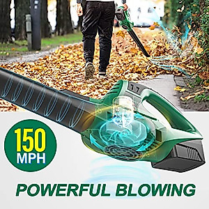 Leaf Blower Cordless with Battery and Charger 20v 150MPH 2.0Ah Battery Powered Operated Leaf Blower Lightweight Sweeper for Lawn Care, Yard, Driveway, Grass Clippings, Easy to Use, Long Battery Life