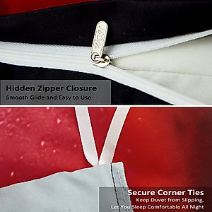 WONGS BEDDING Mother's Day Red Duvet Cover King, Reversible Red Rose Duvet Cover 3 Pieces with Zipper Closure-Ultra Soft Microfiber Bedding Set (1 Duvet Cover 90"x104"+2 Pillowcases)