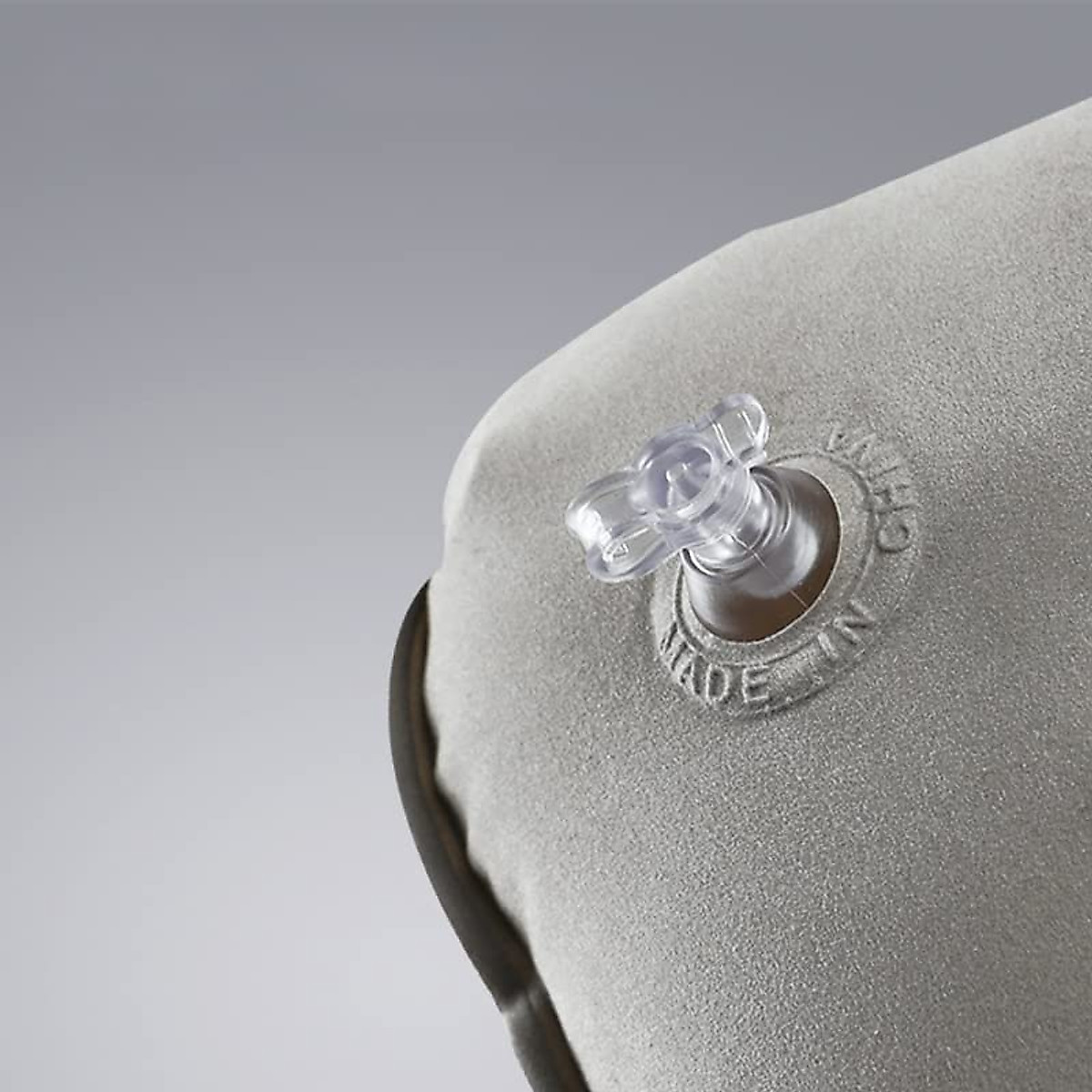 LOUIS FELT 2 Pack Grey Inflatable Travel Neck Cushion Pillow Supports Head & Neck, Flocked Fabric Air Pillow,Compact Travel Pillows for Airplanes Travel Light Inflatable Neck Pillow for Traveling