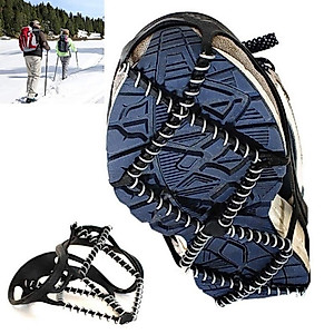 1Pair Ice Cleats Walk Shoes Crampons Traction Cleats No-Slip Climbing Spikes Multi-Derectional Traction Winter Ice Gripper Ice Cleats Crampons for Hiking Shoes Boots Outdoor Black