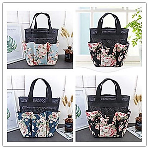 TOPBATHY Portable Mesh Shower Caddy Tote with Floral Storage Pockets Quick Dry Toiletries Cosmetic Bag Organizer Basket for Bathroom Bath College Dorm (Sky-Blue)