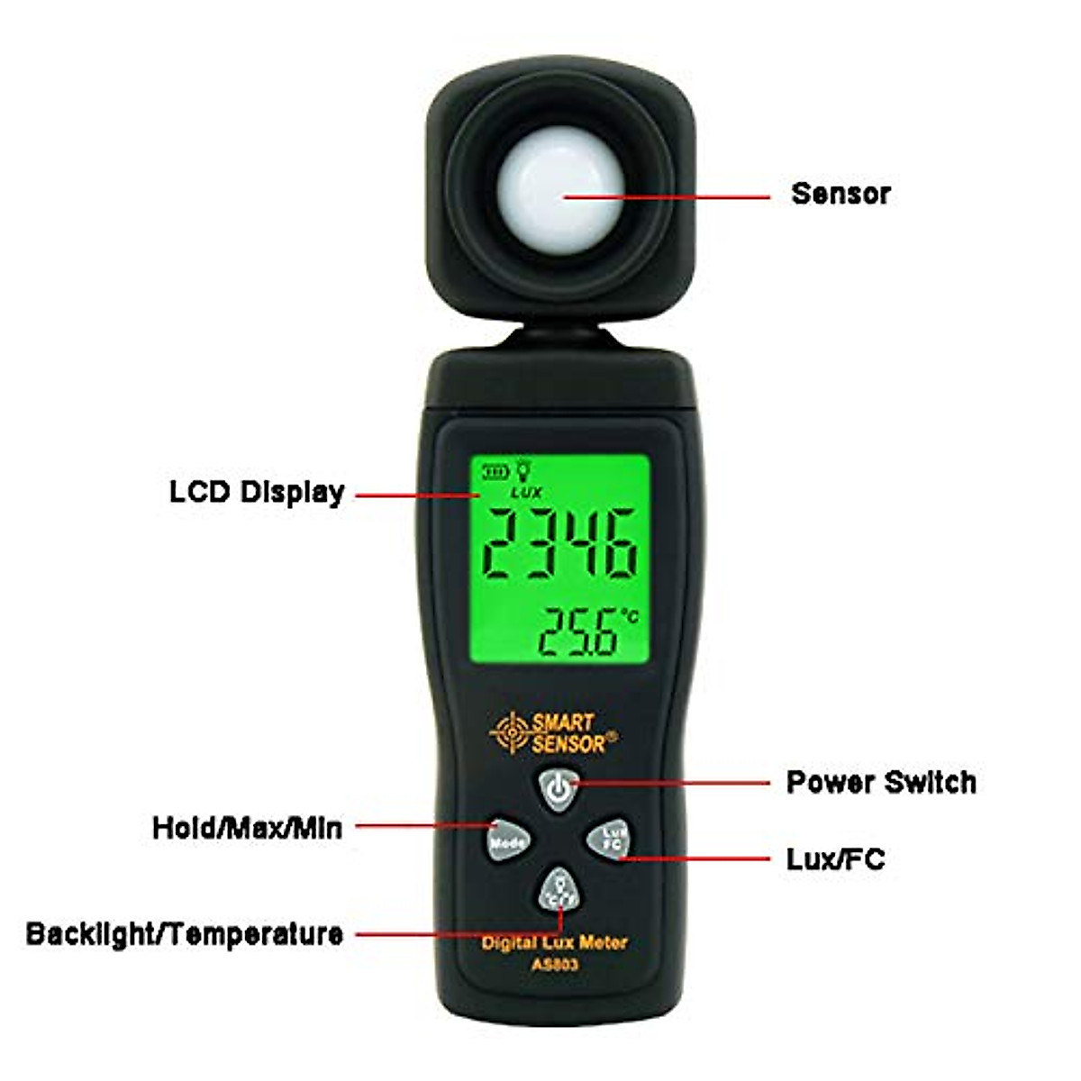 Lux Light Meter for Photography Grow Plants Led Photometer Lighting Intensity Brightness Measurement Pocket Digital Photo Illuminance Sensor