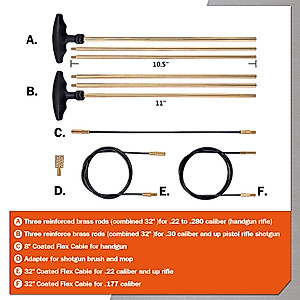 Raiseek Gun Cleaning Kit Rifle Pistol Shotgun Universal Cleaning Kit for 20GA 12GA .45 .40 .357/.380/.38/9MM .338 .325/8mm .30/7.62MM .270 .250 .243 .22 .17 All Calibers (Brass Jags-Orange)