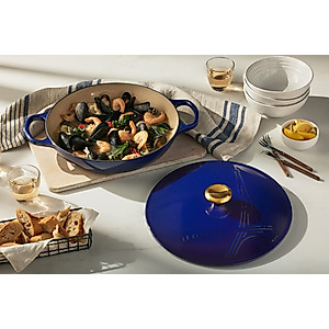 Le Creuset Eiffel Tower Collection Enameled Cast Iron Signature Braiser with Lid, 3.5 qt., Indigo