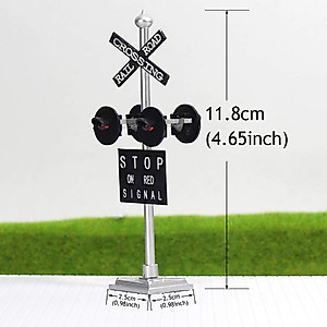 1Set O Scale Railroad Train/Track Crossing Sign 4 Heads LED Made + Circuit Board Flasher-Flashing Red Train Signal Lights Decoration and Party JTD436RP