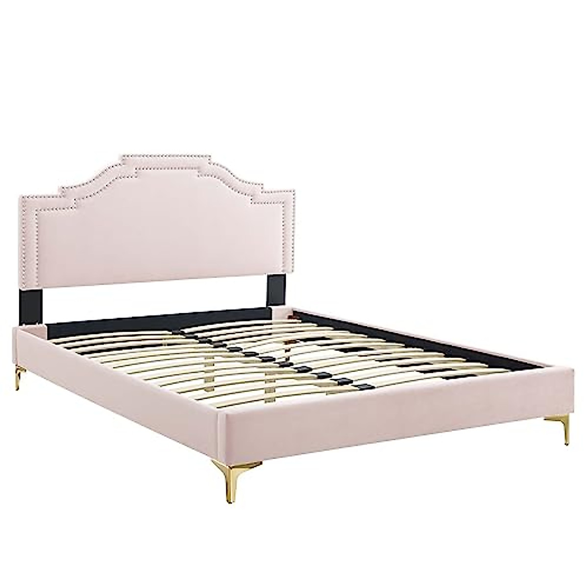 Modway MOD-6850-PNK Adelaide Performance Velvet Twin Bed, Pink Platform