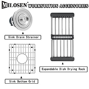 MILOSEN White Bar Sink,RV Kitchen Sink, Small Bar Sink 13 * 15 Inch, Undermount Bar sink, Wet Bar Prep Sink Single Bowl