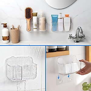 Diesisa 2pc Acrylic Wall Mount Organizer, Adhesive Clear Cabinet Door Organizer,Bathroom Shelves for Wall,No Drilling Hang Walls,with 2 Compartments, for Bathroom, Kitchen, Living Room