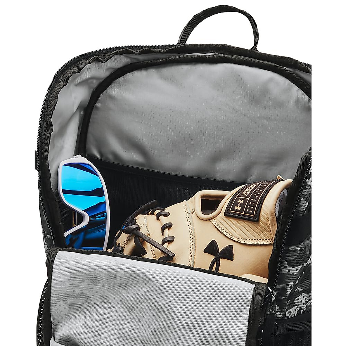 Under Armour Utility Baseball Backpack Print, (002) Black / / Metallic Gold, One Size Fits All