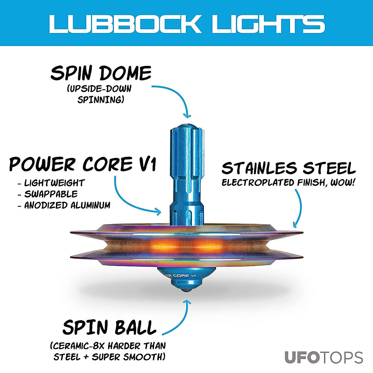 UFO Tops | Metal Spinning Tops | Triangulum Series Collector 3-Pack Set (Psychedelic Steel)