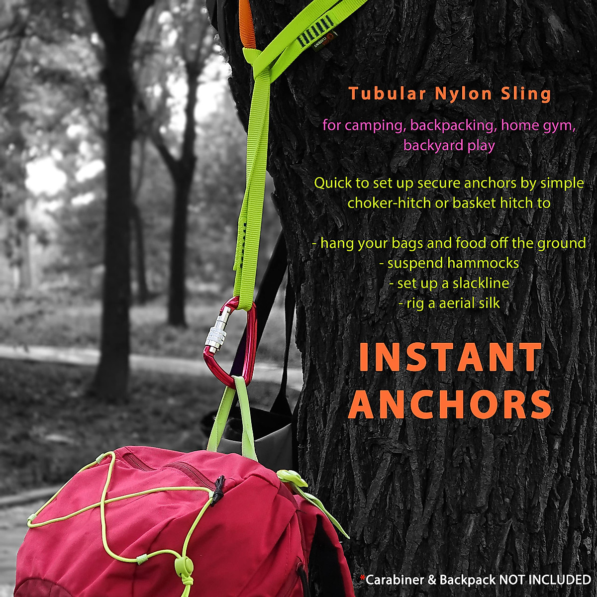 GM CLIMBING One Unit 16mm Nylon Sling Runner 30cm / 12inch (Gray)