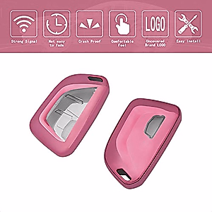 TANGSEN Smart Key Fob Case Pink TPU Protective Cover Compatible with Cadillac CT4 CT5 3 4 5 Button Keyless Entry Remote Control Accessories
