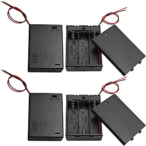 LUORNG 4PCS 4.5V Battery Holder with Switch, 3 AA Battery Holder with Switch and Cover, Battery Holder Case with Wire Leads and ON/Off Switch