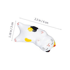 SHERCHPRY Cute Cat Ceramic Chopsticks Holder Stand Rest Lucky Cat Spoon Fork Knife Stand Animal Party Decoration For Holiday Party Dining Table 5pcs