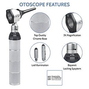 Zniry Veterinary LED ENT Otoscope Diagnostic Set, with 12 Various Diagnostic Instruments