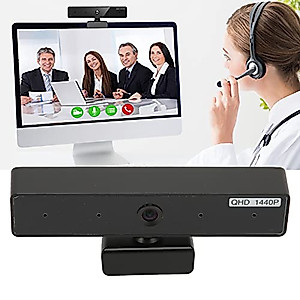 Webcam, Auto Electronic Gain Electronic Shutter High Sensitivity USB Webcam with Dual Microphone for Desktop Meetings