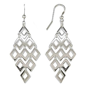 LeCalla 925 Sterling Silver Chandelier Dangle Earrings for Women Long Jewelry Diamond Shape Drop Earring for Women