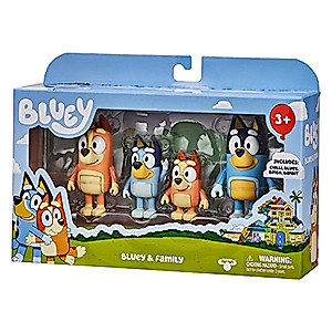 Bluey and Family 4 Pack of 2.5-3" Bluey, Bingo, Chilli, Bandit Poseable Figures
