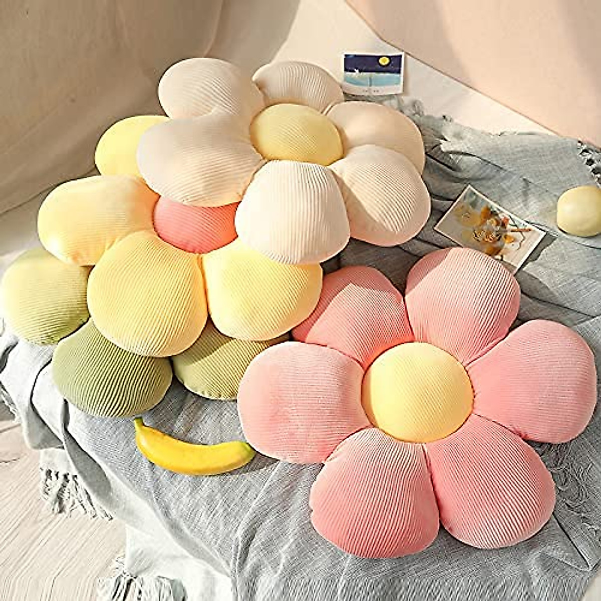 Tykoo Cute Flower Cushion Pillow Sofa Cushion Throw Pillow Indie Room Decor for Teans Tweens Girls Lovely Plush Stuffed Toy for Kids Reading Nook Watching TV Bed Room (Pink Petals,40cm)