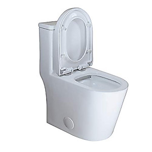WinZo WZ5089 Compact Round One Piece Toilet 23" Depth,Dual Flush For Small Modern Bathroom 12" Rough-in White