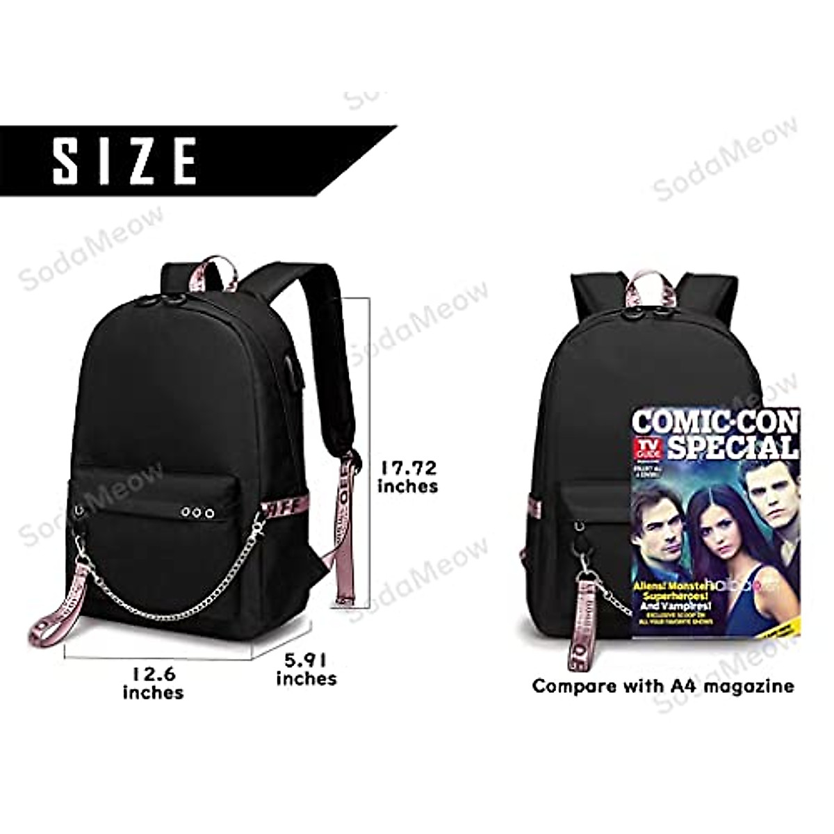 SodaMeow Demon Backpack Anime Bag Kimetsu no Yaiba Nezuko Casual Backpack Slayer with USB Charging Port, Free Keychain (B-Muzan)