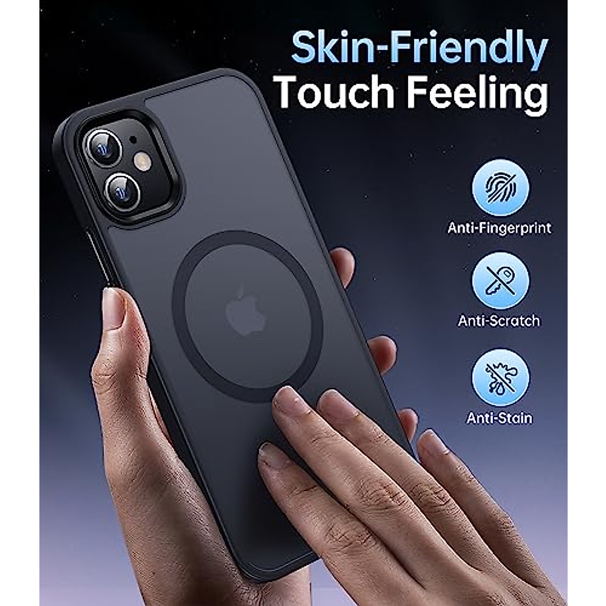 Olialia Strong Magnetic Case for iPhone 11, [Compatible with MagSafe] [Military Drop Protection] Skin-Friendly Touch Shockproof Protective Slim Phone Cover 6.1 inch, Black