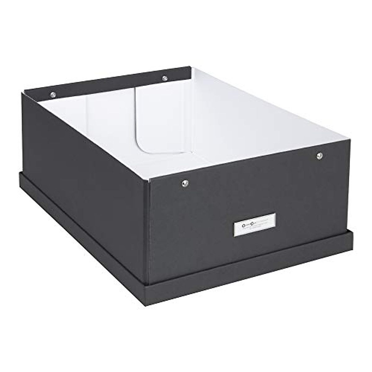 Bigso Box of Sweden Katrin Collapsible Storage Box | Photo Storage Box w/Labelframe for Easy Identification | Simple Assembly | Decorative Storage Boxes w/Lids | 13.5" x 17.6" x 7.2" | Dark Gray