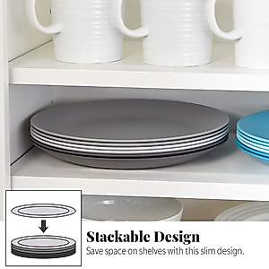 US Acrylic Everest Ultra-Durable Plastic 10 inch Dinner Plates in Grey Stone | set of 6 Reusable, BPA-Free, Made in the USA, Dishwasher Safe Dinnerware