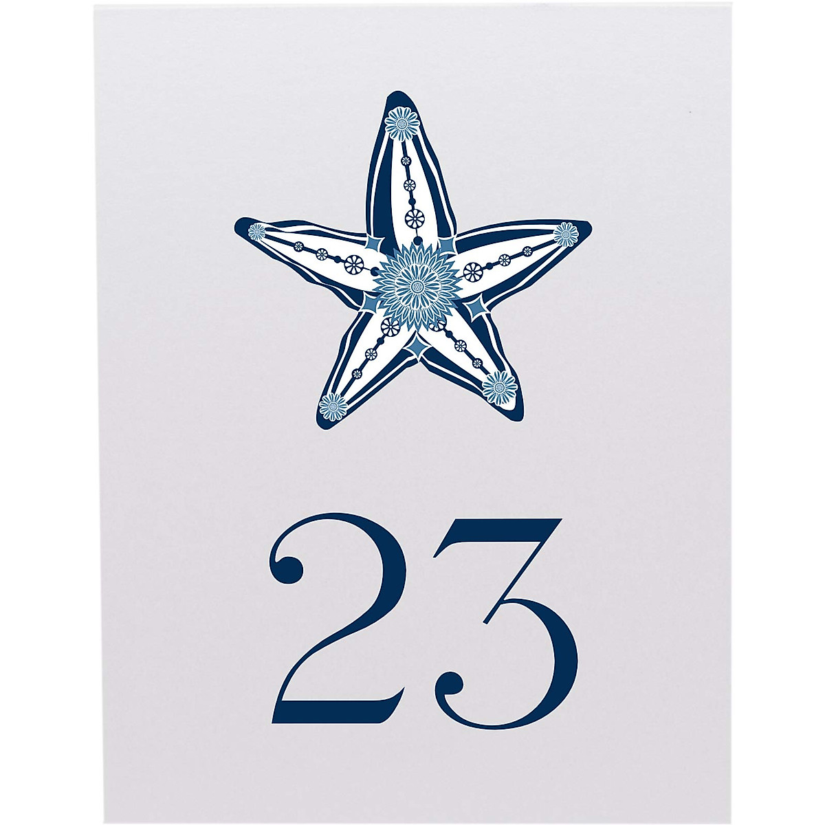 Starfish Wedding Table Numbers, 1-10, Double Sided, Tent or Use in a Stand, Great for Parties & Restaurants - Made in the USA