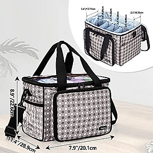 Teamoy Crochet Bag,Knitting Bag Yarn Tote with Compartments for Knitting Needles, Crochet Hooks, Knitting Project and Accessories, Bag Only, Gray Dots