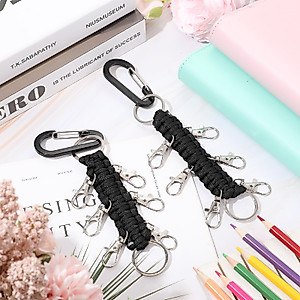 Berlune 10 Pcs Cheer Bow Holder for Backpack Paracord Keychain Cheer Bow Keychain for High School Cheerleading Teen Girls (Black)