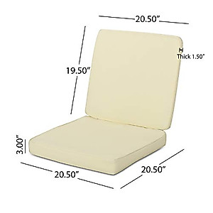 Christopher Knight Home Gavin Outdoor Water Resistant Fabric Loveseat and Club Chair Cushions, Cream