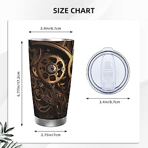 quopvn Cool Steampunk Gears Print 20oz Car Cup Ps Material Lid, Perfect For Hot & Cold Drinks