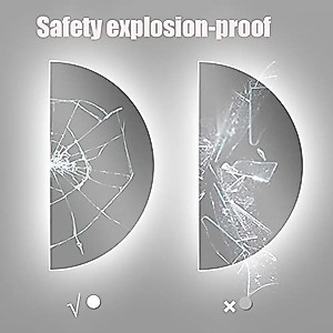 LKP Frameless Wall Mounted Vanity Mirror Led Backlit Bathroom Mirrors White Light/Warm Light/Neutral Light Dimmable Explosion Proof Modern Half Round 15x31inch