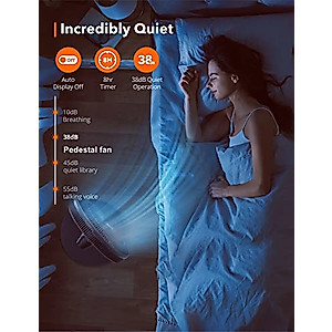 Delvit Standing fan,Oscillating Fan with Remote control,Quiet,Electric Pedestal 13 Speed Levels, 9-Hour Timer, 3 Wind Modes, 14-inch Adjustable Height for House Room Office Bedroom Use (Black)