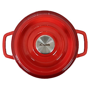 Enameled Cast Iron Dutch Oven Pot (7.87" / 20 cm diameter), Cocotte with Dual Handle and Cover Casserole Dish - Round Red