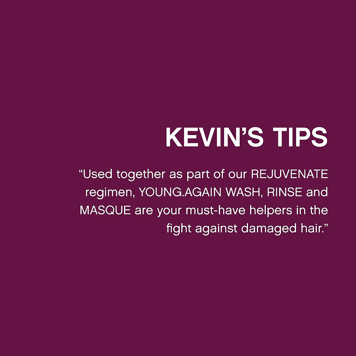 KEVIN.MURPHY YOUNG.AGAIN.WASH & RINSE - Moisturising Shampoo & Moisturising Conditioner - For Dry, Damaged & Brittle Hair - Hair Repair & Hydration - Sulphate Free - 250 mL / 8.4 fl oz - 2 Pack