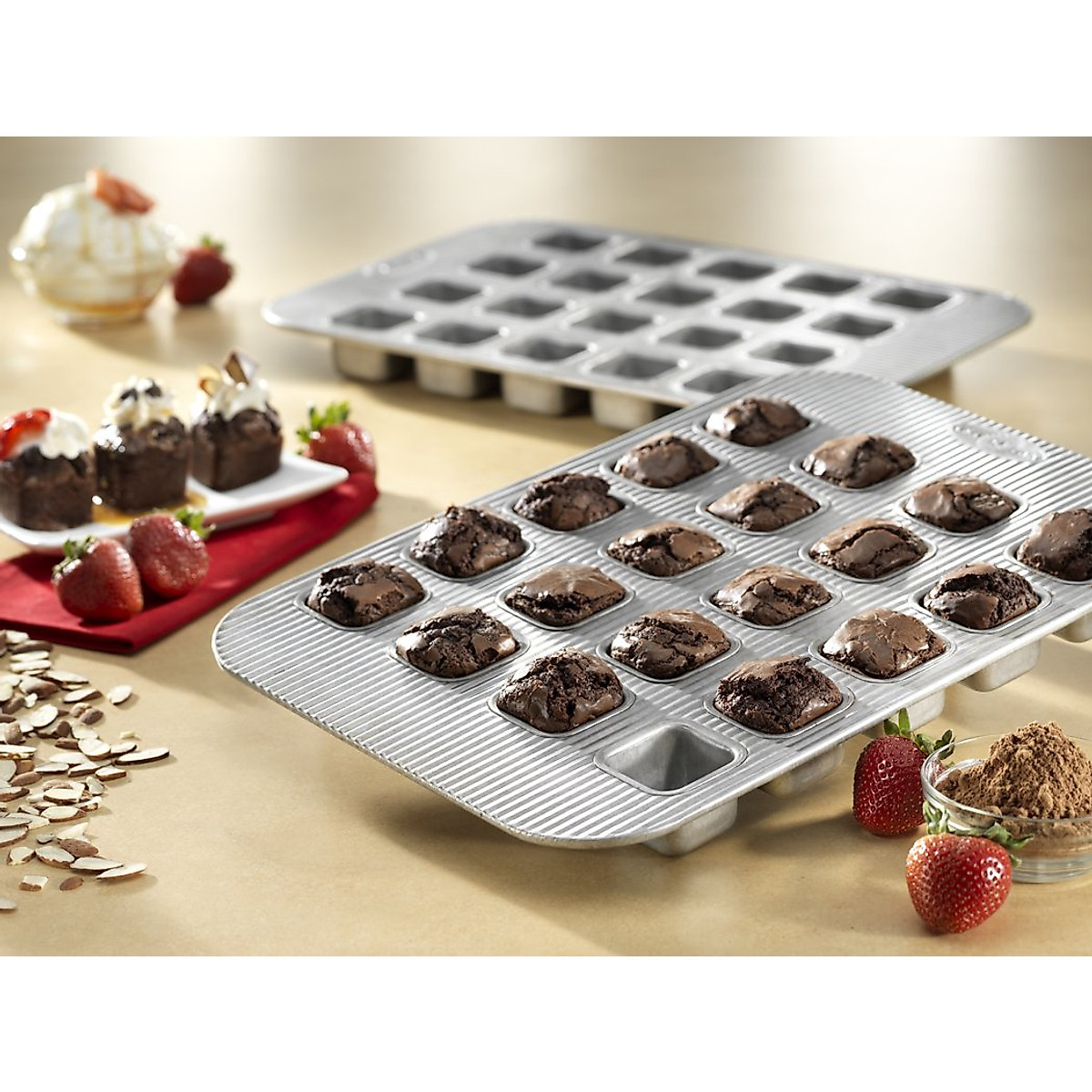 USA Pan Bakeware Aluminized Steel Brownie Bite Pan, 20 Well