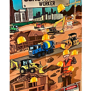 Jayd Products, Pin the Hat on the Construction Worker, Kids Construction Party Game 37 X 24 inches, Construction Birthday Party Supplies (40 Players)
