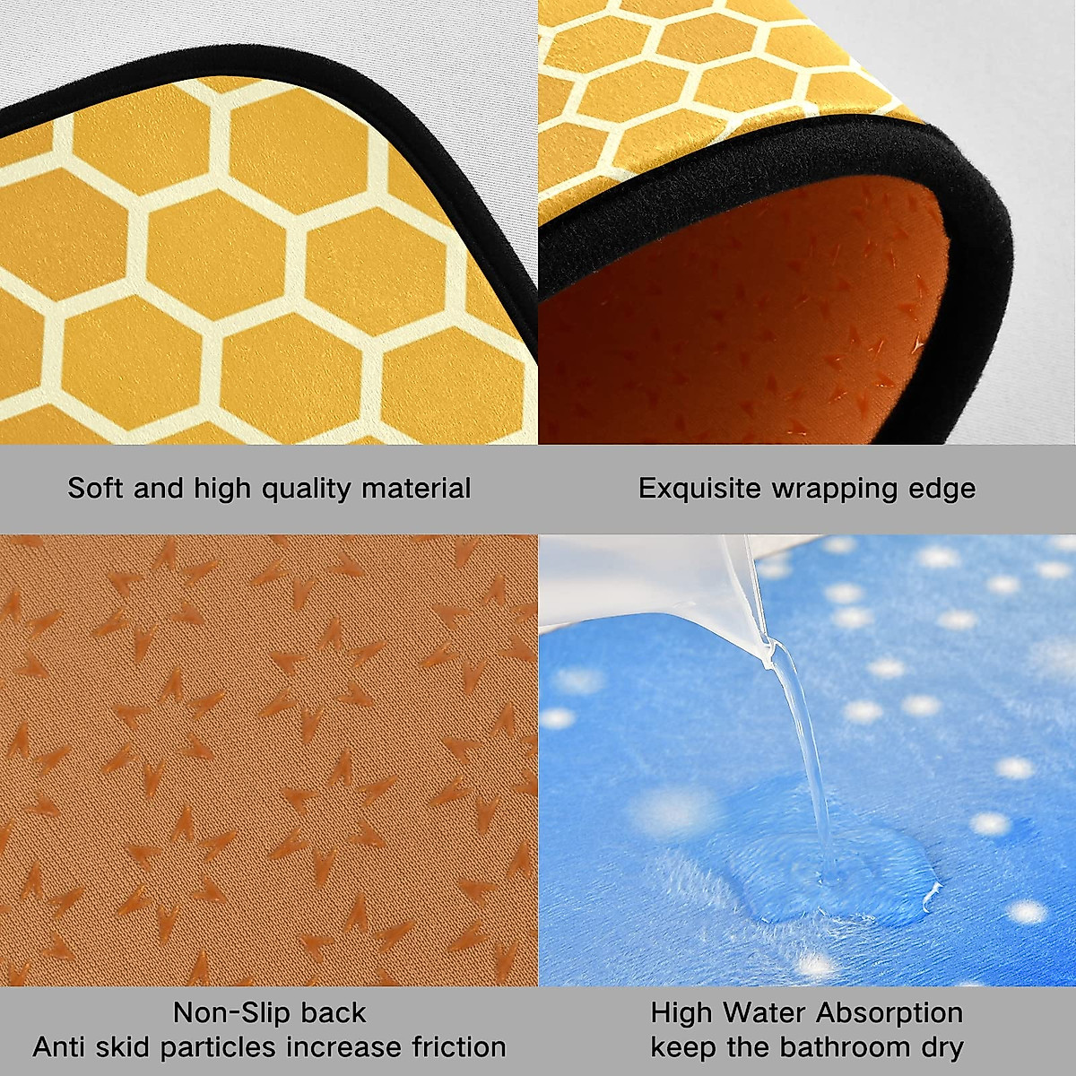 Kitchen Rugs and Mats 2 Pieces Yellow Honeycomb Pattern Anti Fatigue Kitchen Rug Set Non Slip Bath Mat Entry Floor Carpet Entrance Door Mat Runner 20"x28"+20"x47" 20"x28"+20"x47"