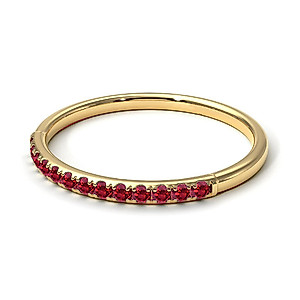 Gemsonclick New Year's Gifts Jewelry mom Gift Hand Made Thin Rings Created Ruby 18K Gold Plated February Birthstone Jewelery Size 6