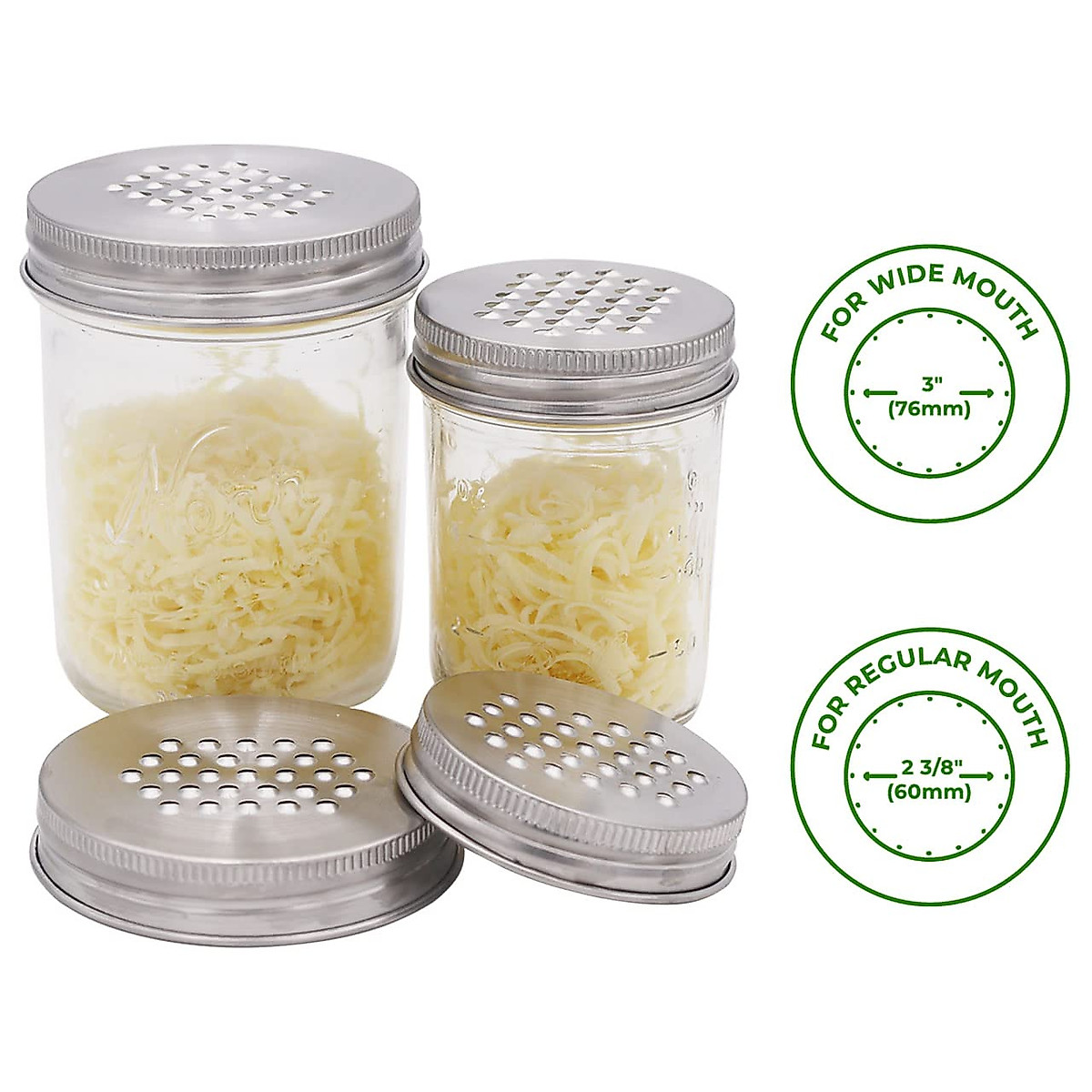 Mason Jar Lifestyle Grater/Shredder Lid for Wide Mouth Jars (3 Pack)