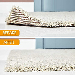 Rug Tape, 10 Pcs Double Sided Non Slip Reusable Rug Stopper, Washable Rug Tape for Hardwood Floors, Tile Floors, Carpets, Floor Mats, Wall (Peal White)