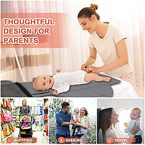 Portable Diaper Changing Pad, Baby Changing Mat with Smart Wipes Pocket, Waterproof Changing Station Kit, Foldable Changing Pad for Baby Shower, Travel, Walking