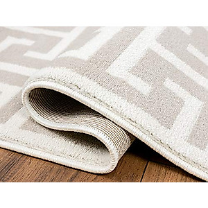 Abani Contemporary 3D Beige & White Geometric Area Rug - Modern 7'9" x 10'2" Arto Collection Neutral Rug Rugs