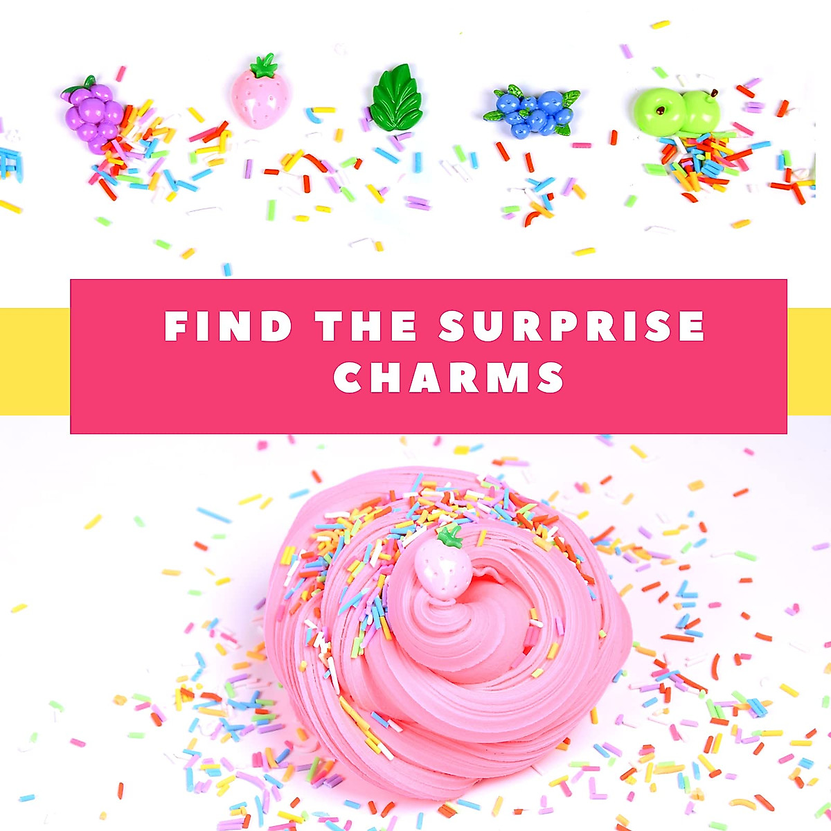 FINOCLAY Slime Kit for Girls Boys, 6 Different Scented Non Sticky Premade Slimes in 28 oz Container with Fruit Charms, Butter Glitter Clear Crystal Putty Gift for Kids Party Favors