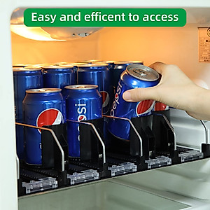 Soda Can Organizer for Refrigerator, YISUN Self-Pushing Drink Organizer for Fridge, Width Adjustable Beverage Dispenser, Beer Pop Water Bottle Storage for Kitchen Pantry (12.2inch, 5 Rows)