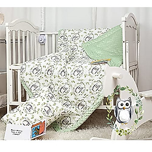 Owl Leaf Wreath Printed Baby Receiving Blanket,29.5" x 47.2" Plush Blanket with Double Layer Dotted Backing, Cozy Minky Fleece Blanket Reversible Newborn Boys Girls Nursery Stroller Crib Baby Blanket