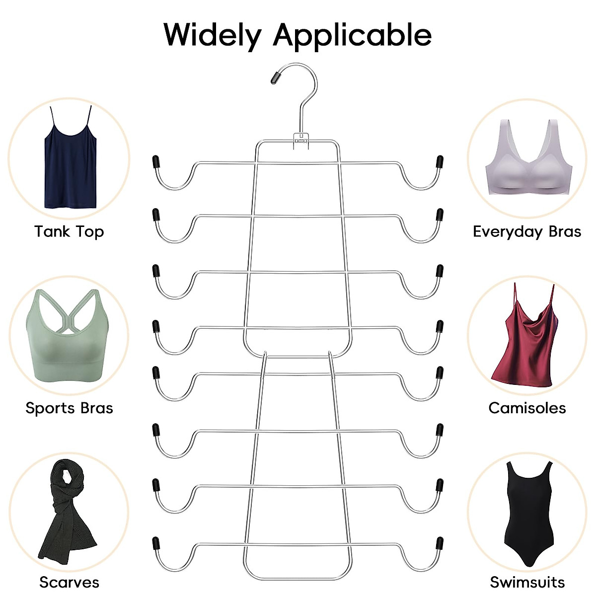 TomCare 2 Pack Tank Top Hanger and 2 Pack Leggings Organizers Space Saving Sport Bras Organizer Metal Yoga Pants Hangers with 20 Clips Hanging Closet Organizers and Storage for Hat Camisoles Shorts